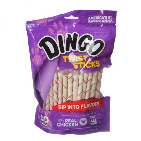Dingo Twist Sticks Chicken in the Middle Rawhide Chews (No China ...