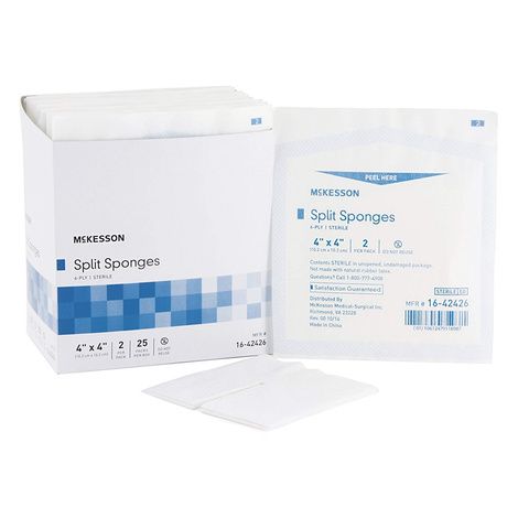 Buy McKesson Split Sponges - 6-Ply Sterile, I.V. Drain |HPFY